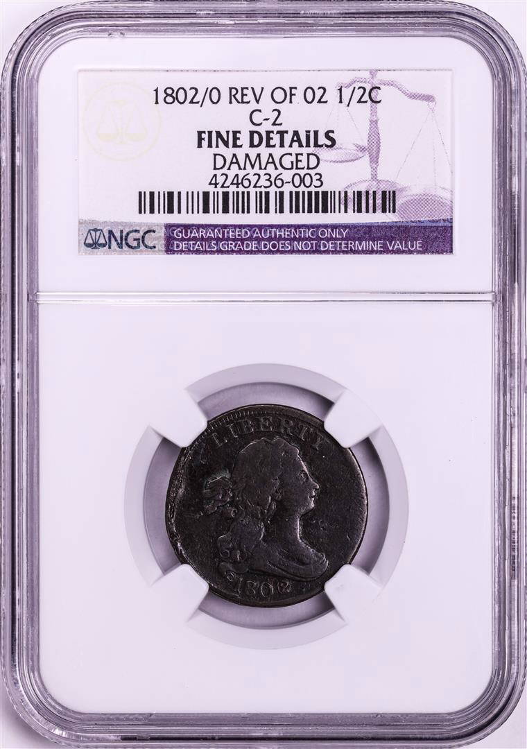 1802/0 Reverse Of 1802 Draped Bust Half Cent Coin Ngc Fine Details Auction