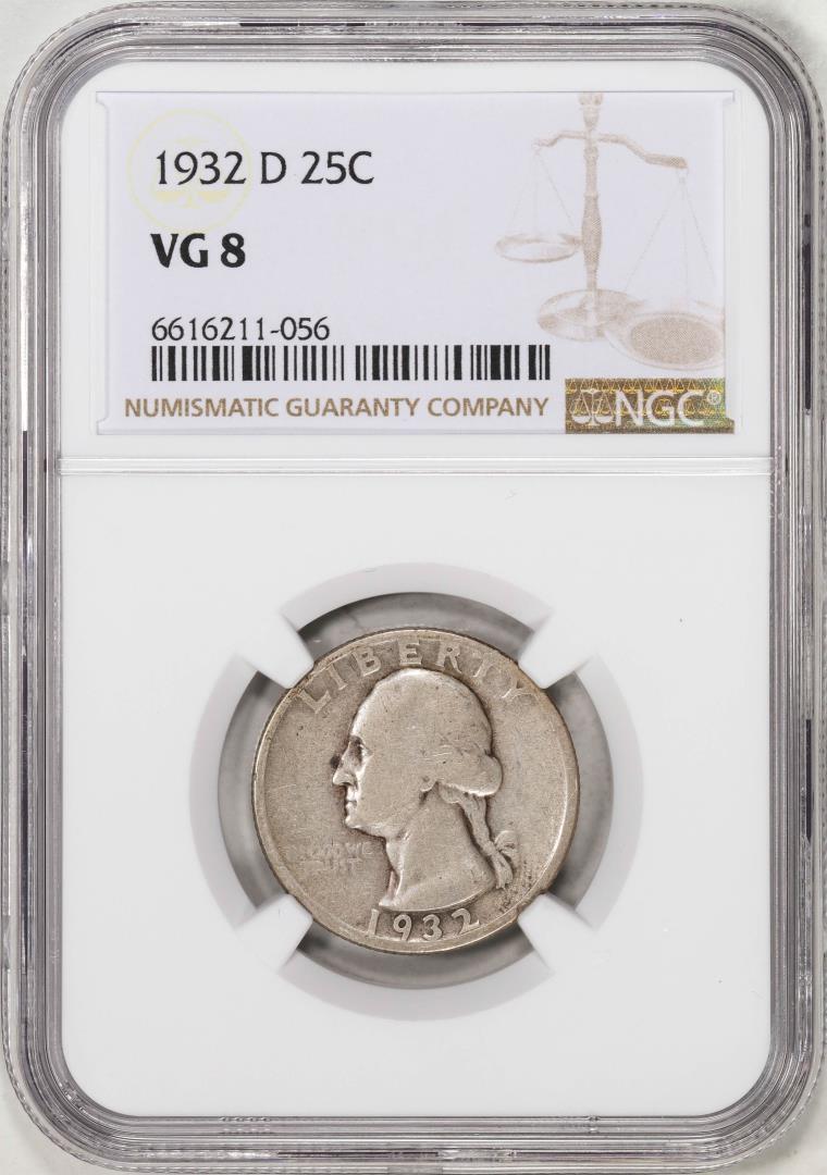 1932-d Washington Quarter Coin Ngc Vg8 Auction