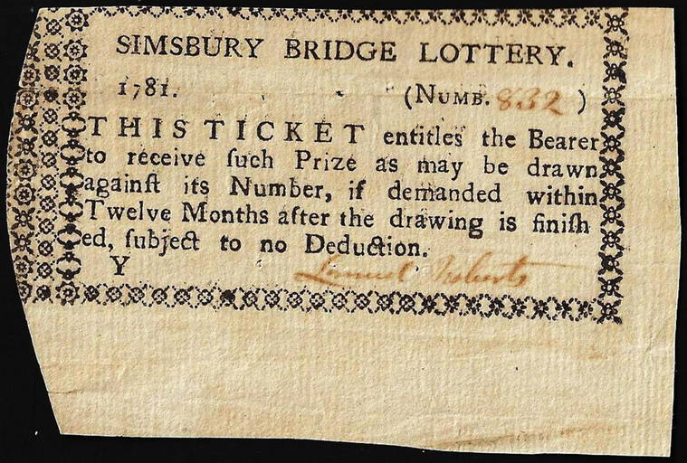 1781 Simsbury Bridge Lottery Ticket
