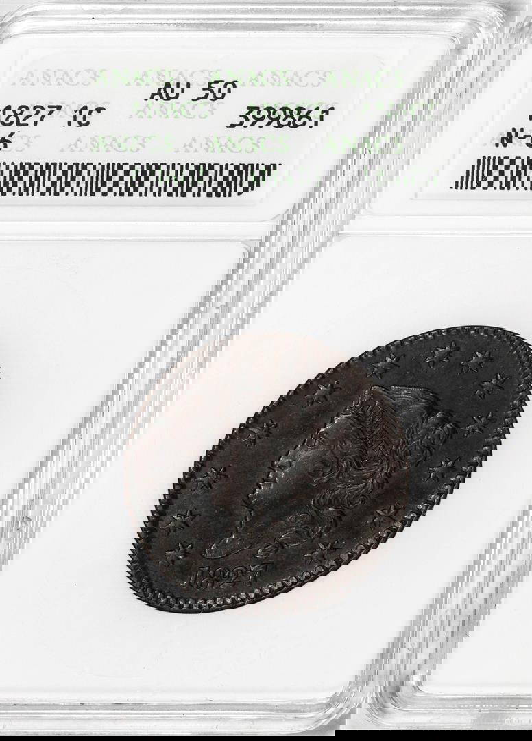 1827 N-6 Coronet Head Large Cent Coin Anacs Au50 Auction