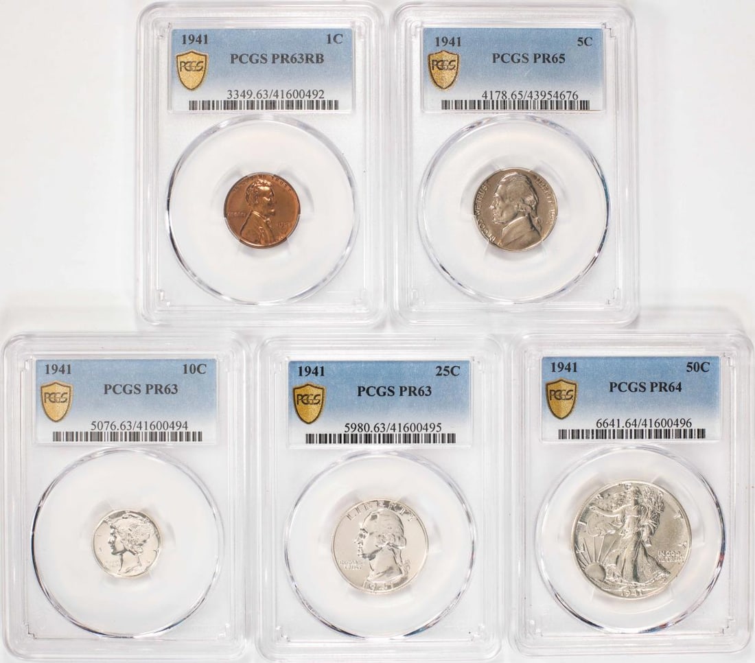 1941 (5) Coin Proof Set Pcgs Graded