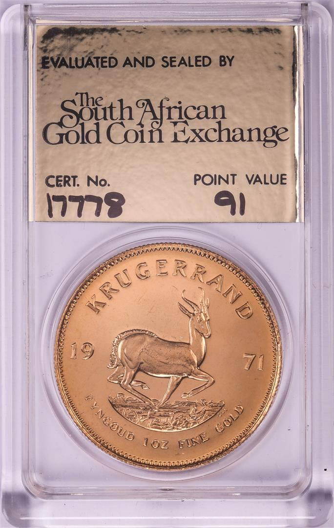 1971 Proof South Africa 1oz Krugerrand Gold Coin W/coa Auction