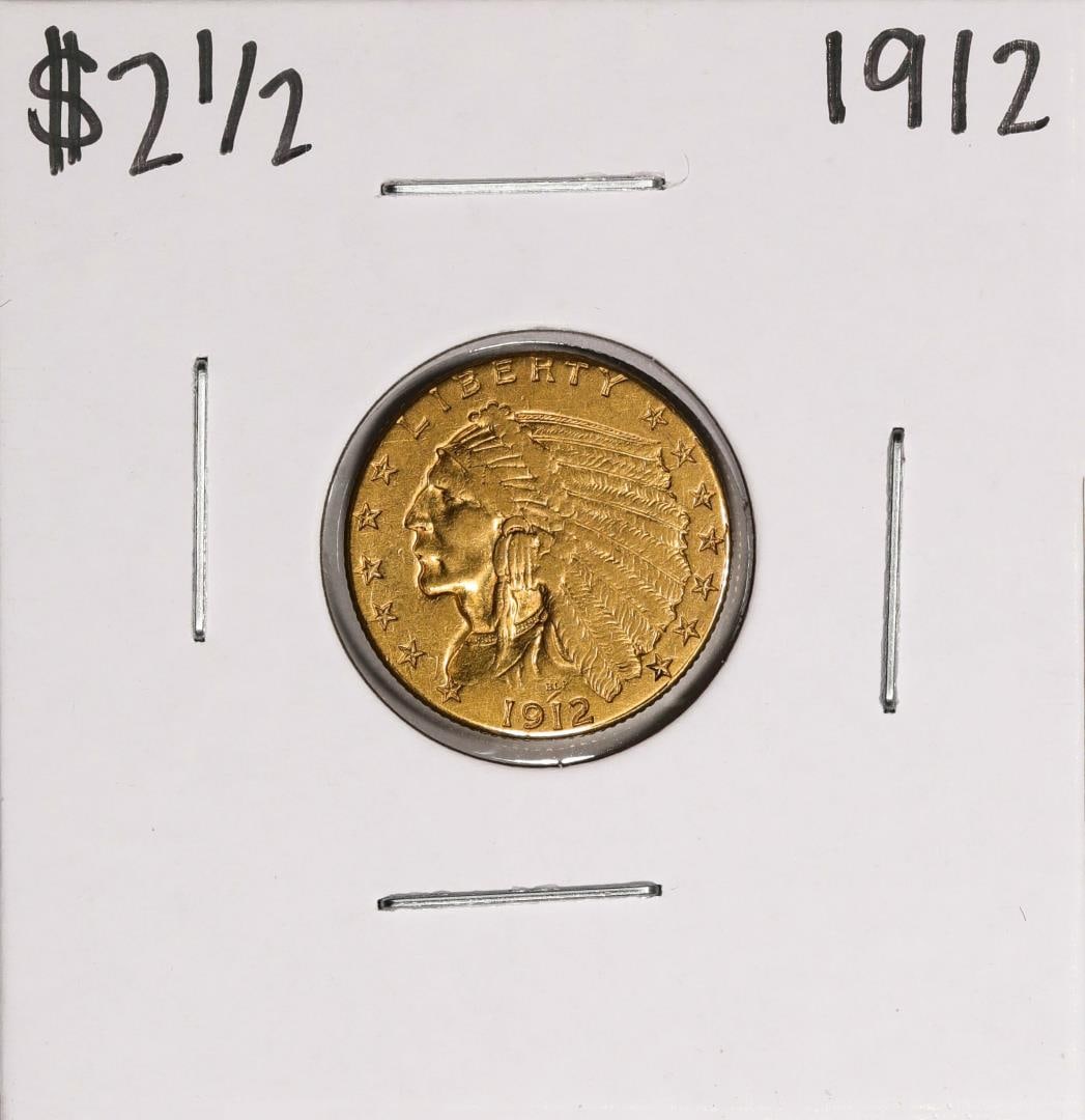 1912 $2 1/2 Indian Head Quarter Eagle Gold Coin Auction