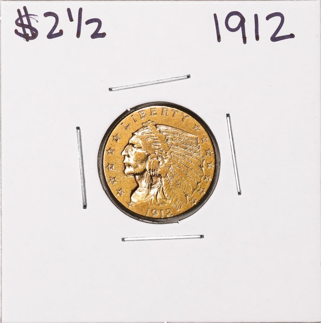 1912 $2 1/2 Indian Head Quarter Eagle Gold Coin Auction