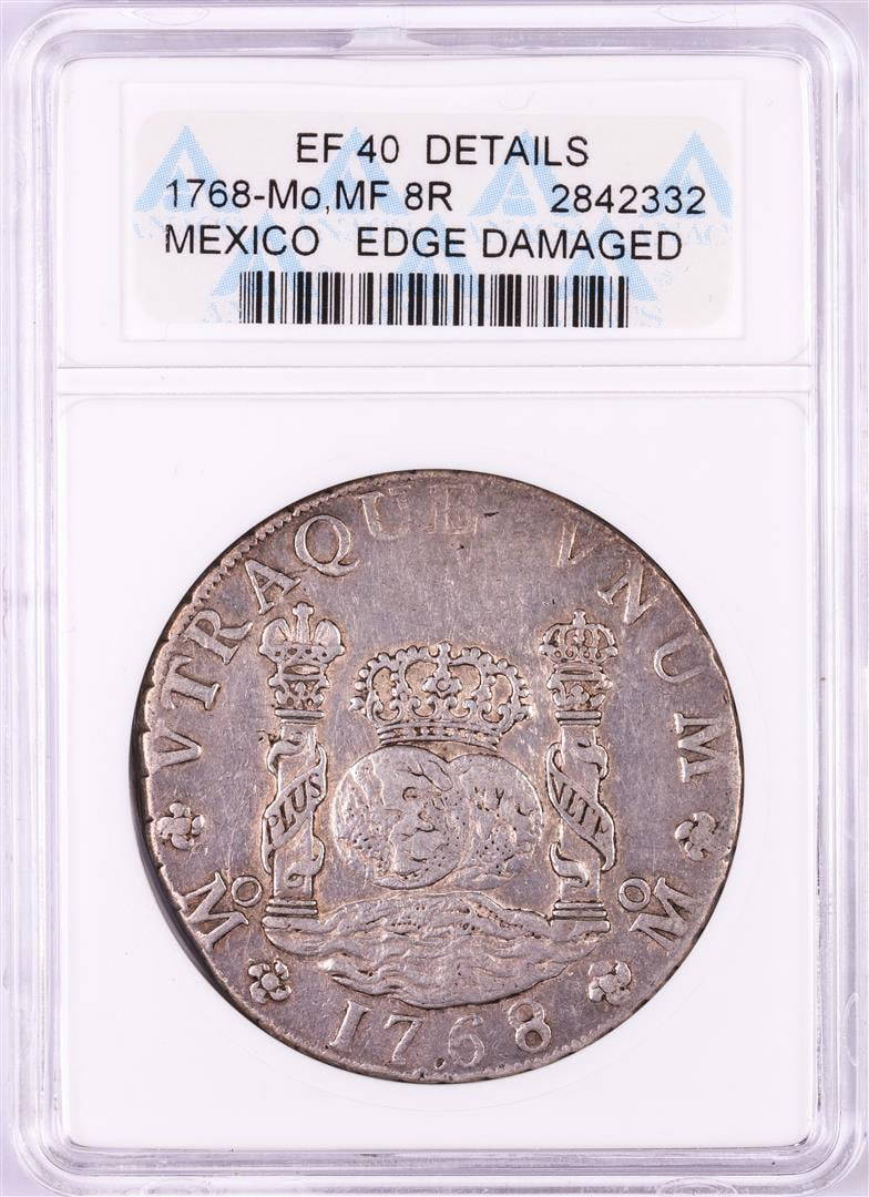 1768-mo Mexico 8 Reales Pillar Silver Coin Anacs Ef40 Details Auction