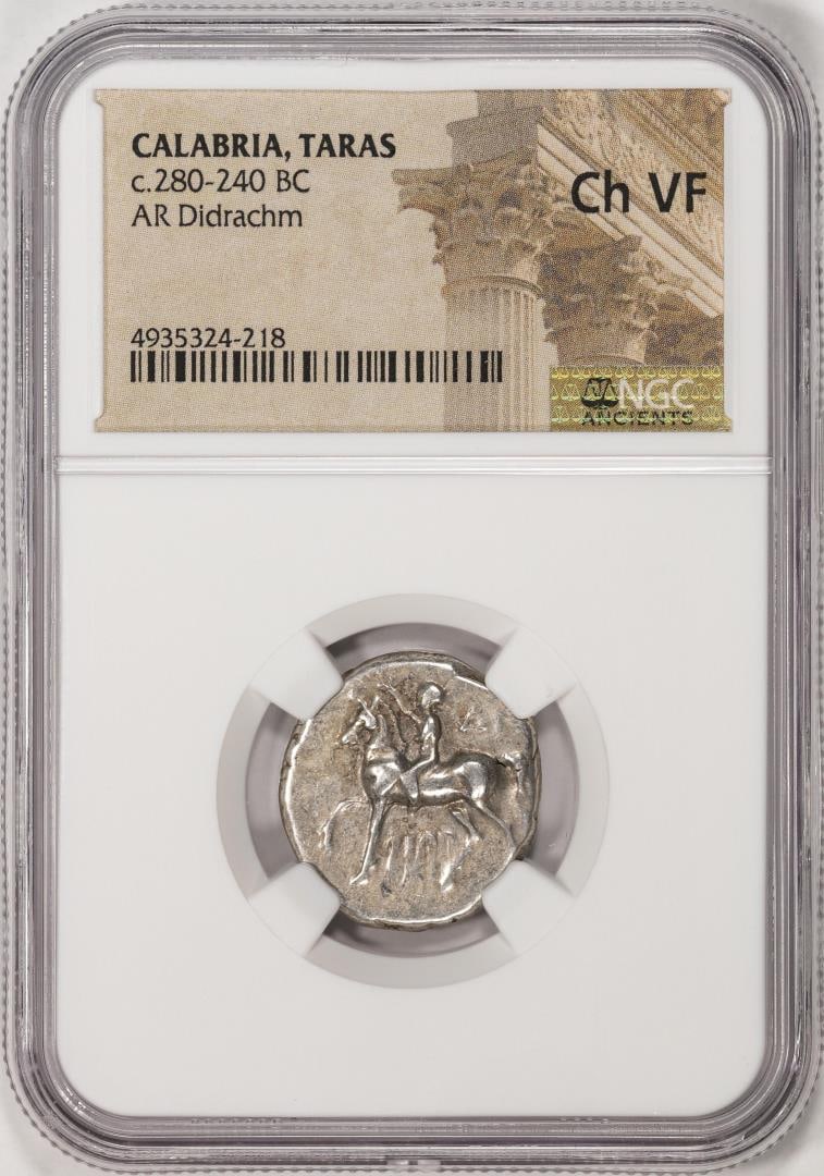 C.280-240 Bc Calabria Taras Ar Didrachm Ancient Coin Ngc Ch Vf Auction
