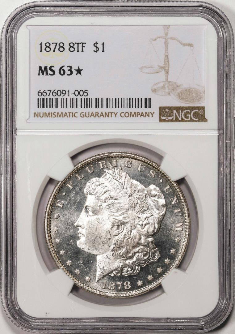 1878 8tf $1 Morgan Silver Dollar Coin Ngc Ms63* Star Auction