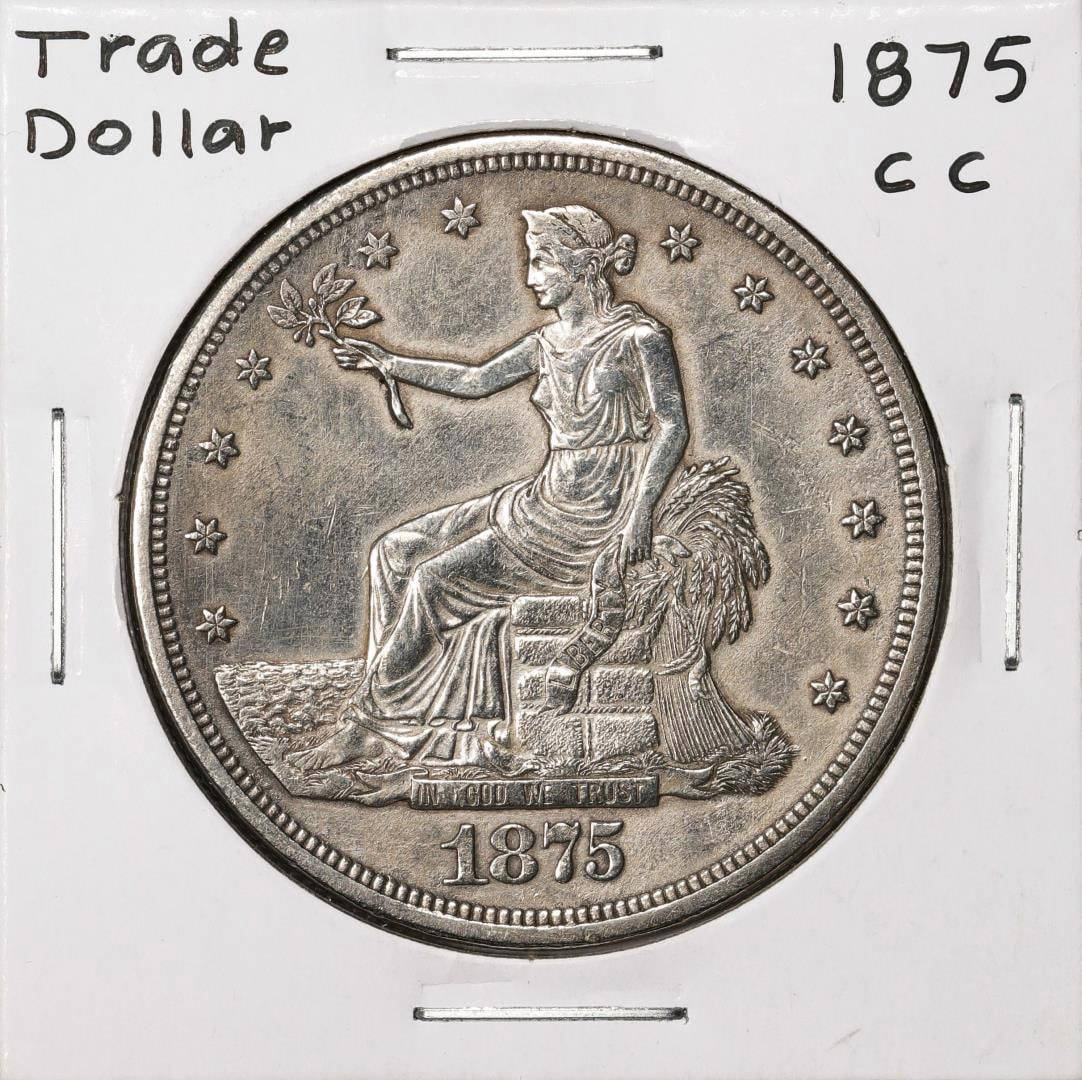 1875-cc $1 Trade Silver Dollar Coin Auction