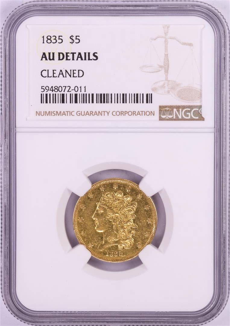 1835 $5 Classic Head Half Eagle Gold Coin Ngc Au Details Auction