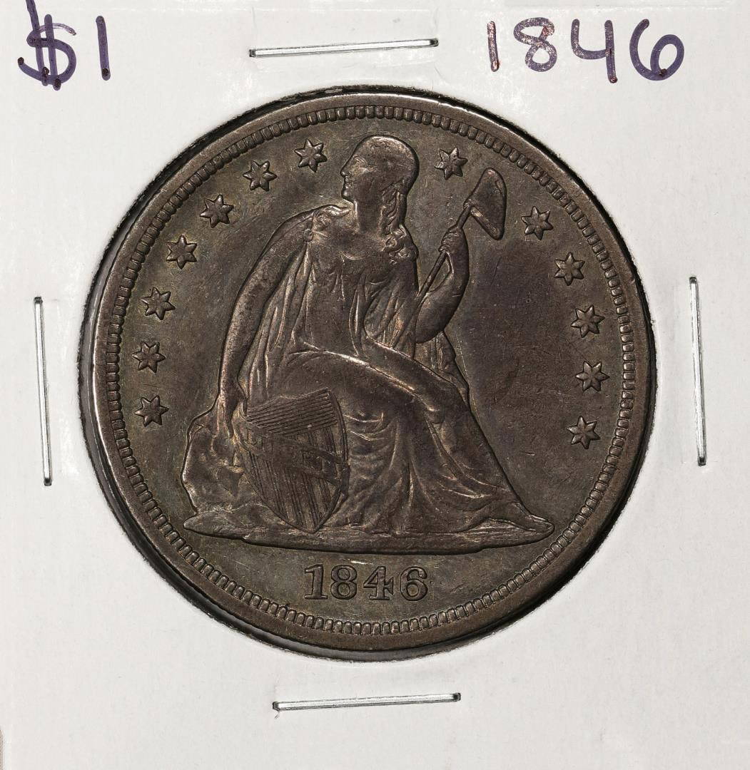 1846 $1 Seated Liberty Silver Dollar Coin Auction