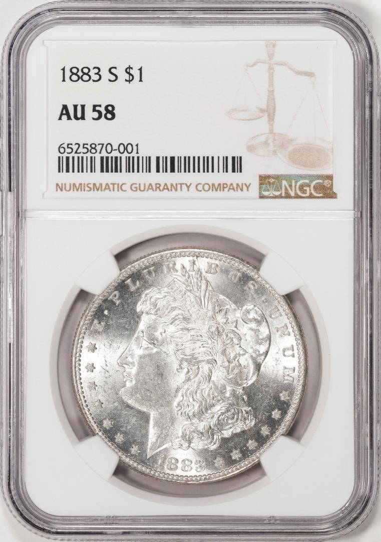 1883-s $1 Morgan Silver Dollar Coin Ngc Au58 Auction
