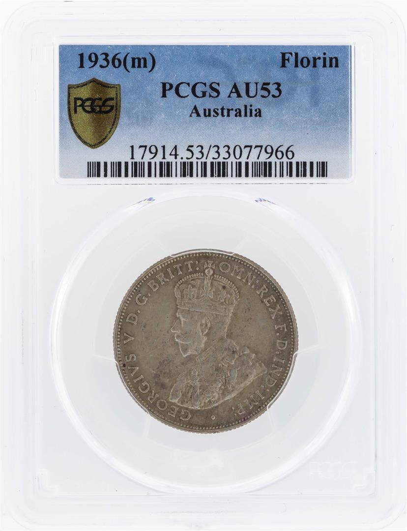 1936(m) Australia Florin Silver Coin Pcgs Au53 Auction