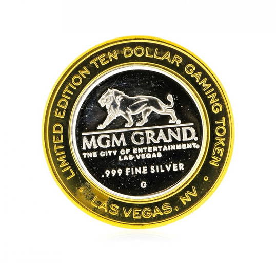 Mgm Grand Las Vegas $10 Casino Gaming Token .999 Silver