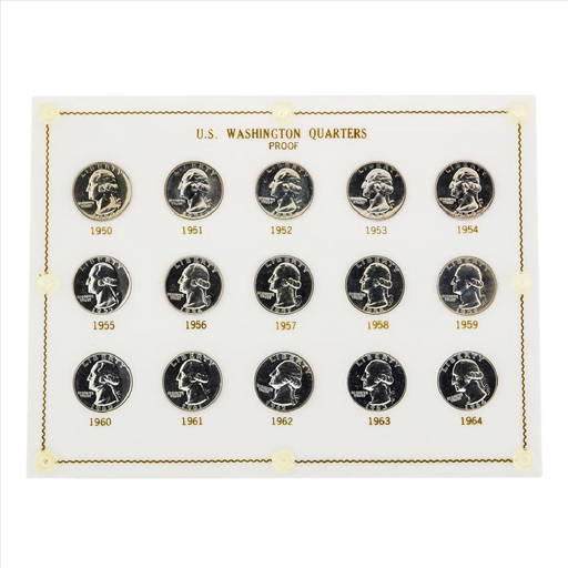 1950 1964 Washington Quarters Proof Set Coins