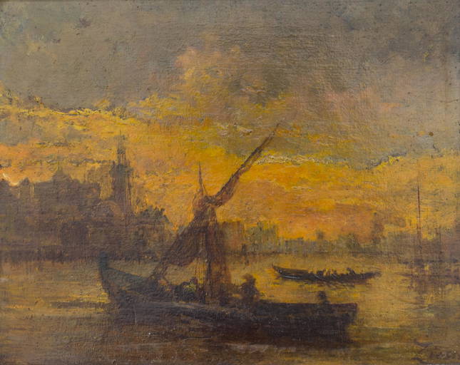 Ecole du XIXÃ¨me Vue d'Istanbul Huile sur panneau 24 x 30 cm Porte une ...