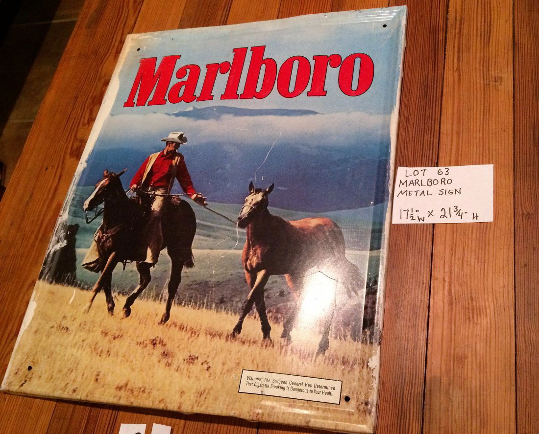 Vintage metal advertising sign marlboro man cigarettes