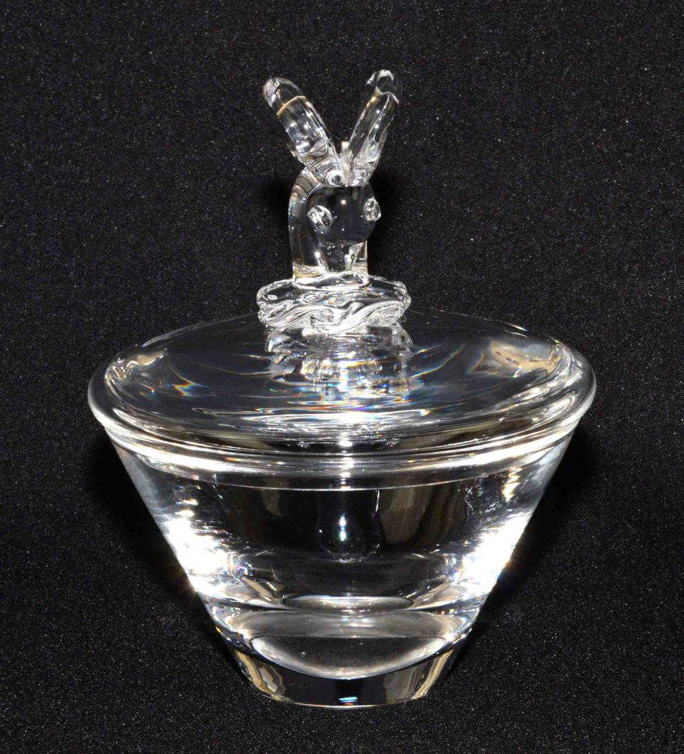 Steuben Glass Covered Bowl With Ram Head Figurine