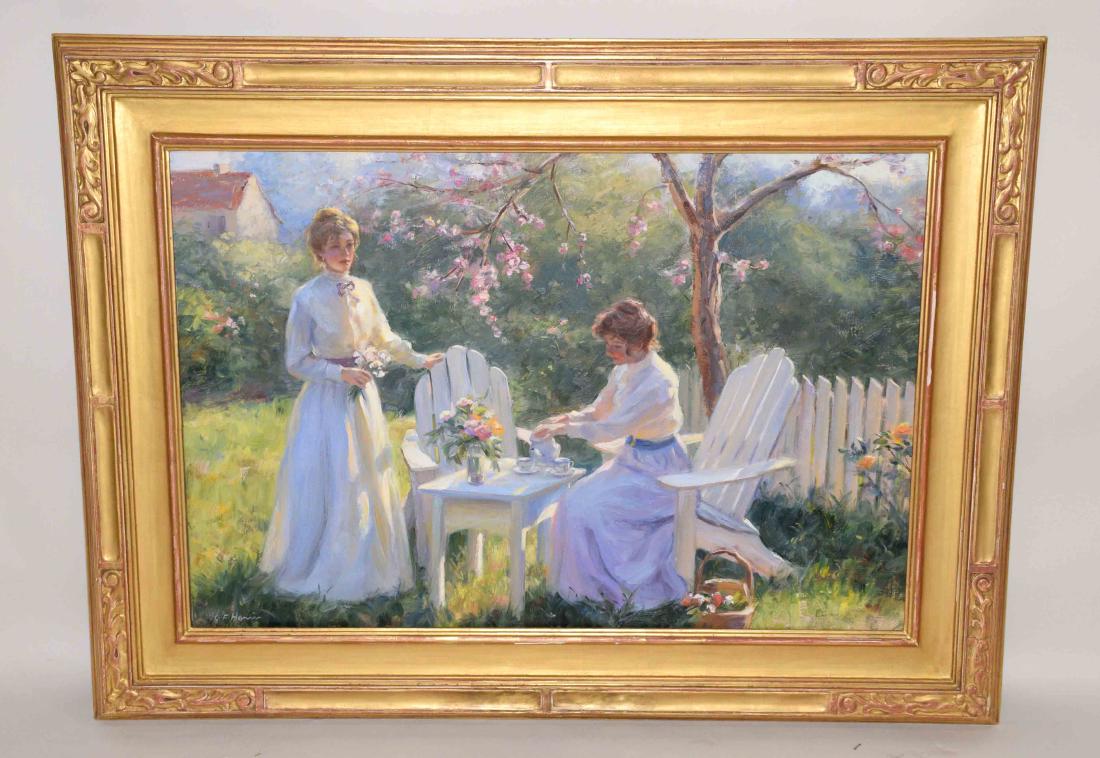 OIL PAINTING SIGNED G.F. HARRIS, lower left. Two