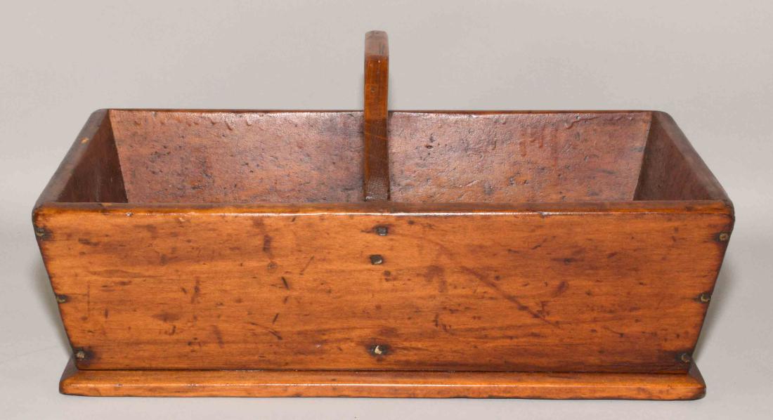 ANTIQUE WOOD DIVIDED BOX WITH HANDLE. 7''H x 14''L x