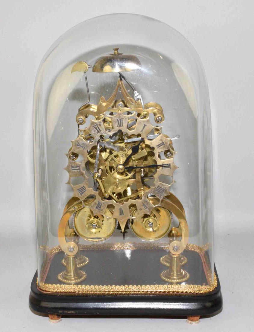 SKELETON CLOCK, English 19th C. Double Fusee movement,
