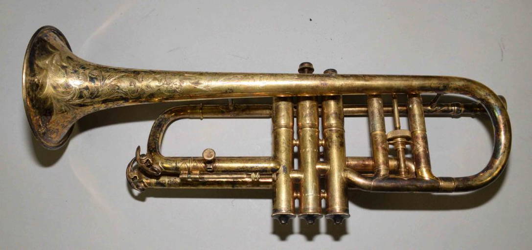 Vintage C.g. Conn Cornet, Finely Engraved, Ca. 1920,