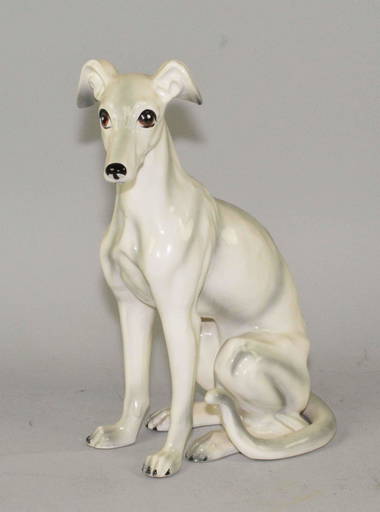 Ceramic Dog Sculpture. 10''h.