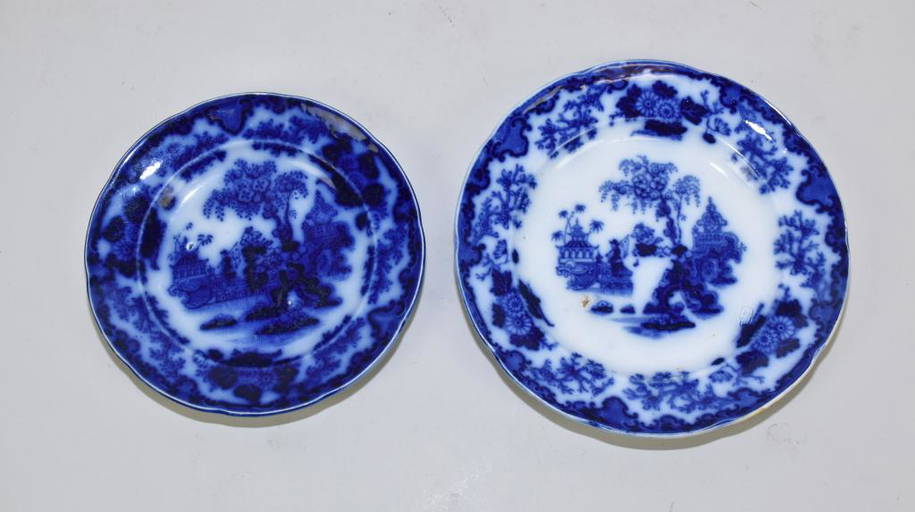 Scinde Flow Blue Dishes – Two. Non Matching.