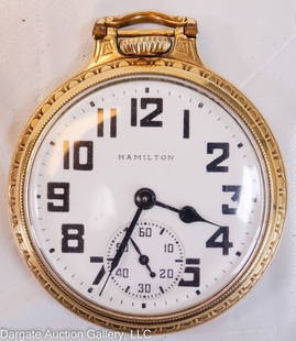 Hamilton Pocket Watch W/ 14k Gold Filled Keystone Case Auction