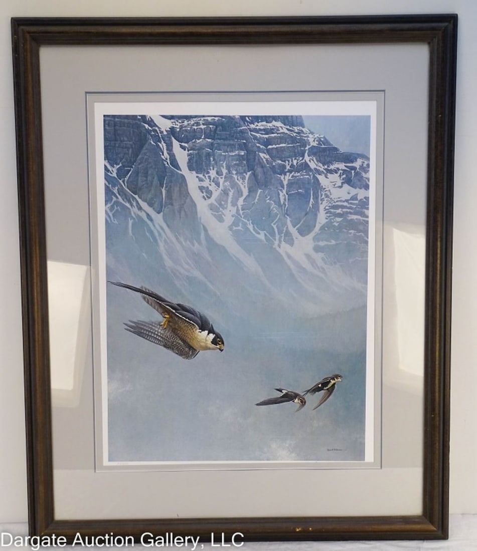 Robert Bateman Peregrine With Swifts Le Print Auction