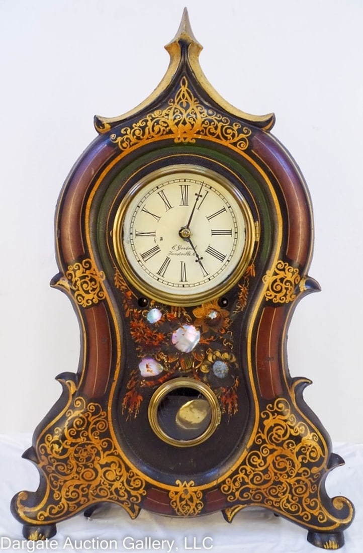 Goodrich Hand Painted Cast Iron Mantel Clock Auction