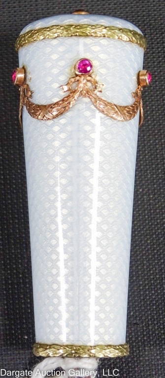 Gold Mounted White Enamel & Ruby Cane Handle Auction