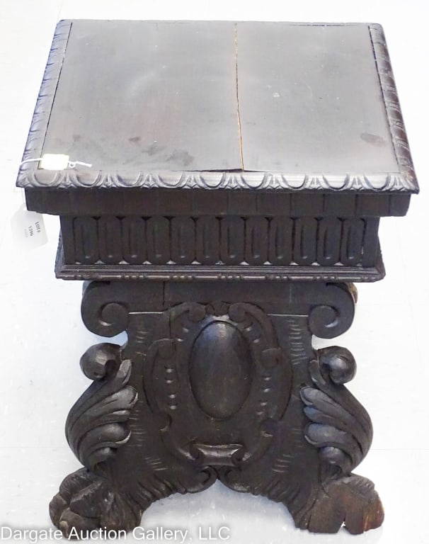 Antique Carved Gothic Stool Auction