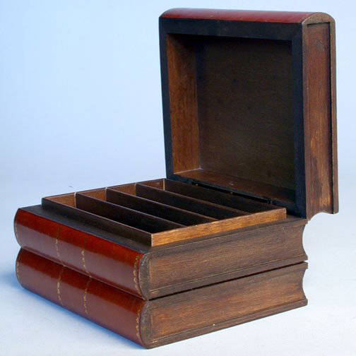 Book Shaped Wood File Box. N/r. Wooden