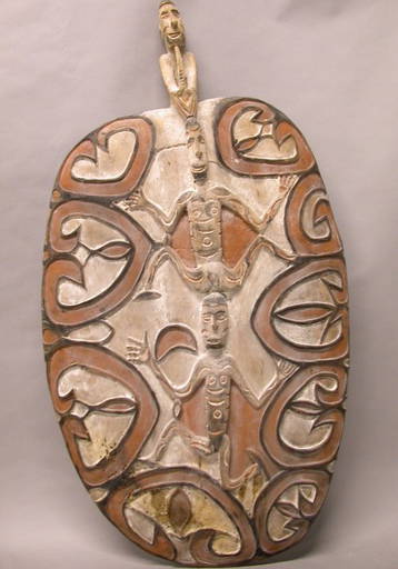 1877 Asmat Hand Carved Shield. Third Qu