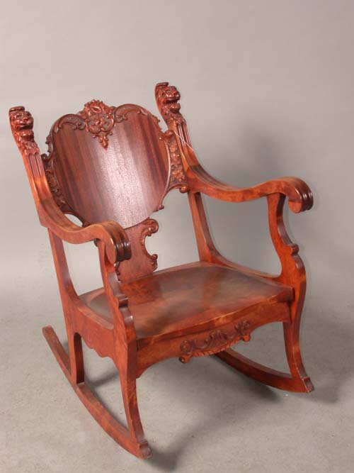 2310 Lion Head Rocking Chair. C.1900. B