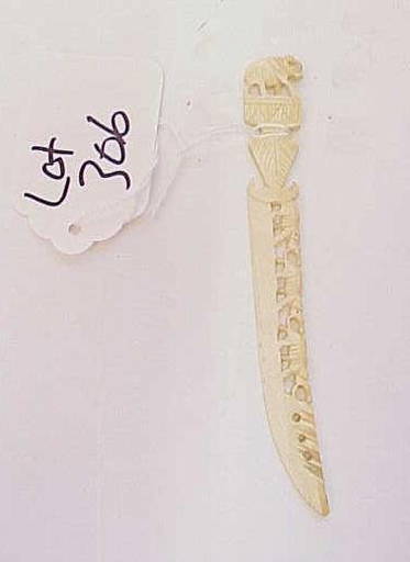 Vintage Carved Ivory Letter Opener With Elephants
