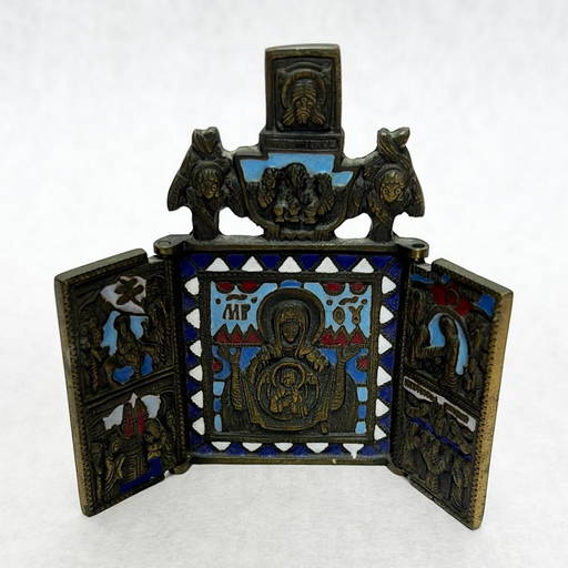 Russian Orthodox enameled bronze triptych icon - Oct 06, 2022 | Dixon's Crumpton Auction in MD