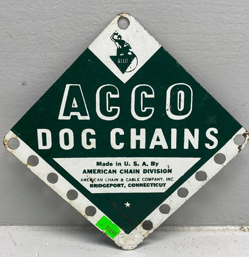 Vintage Acco Dog Chains Metal Advertising Sign