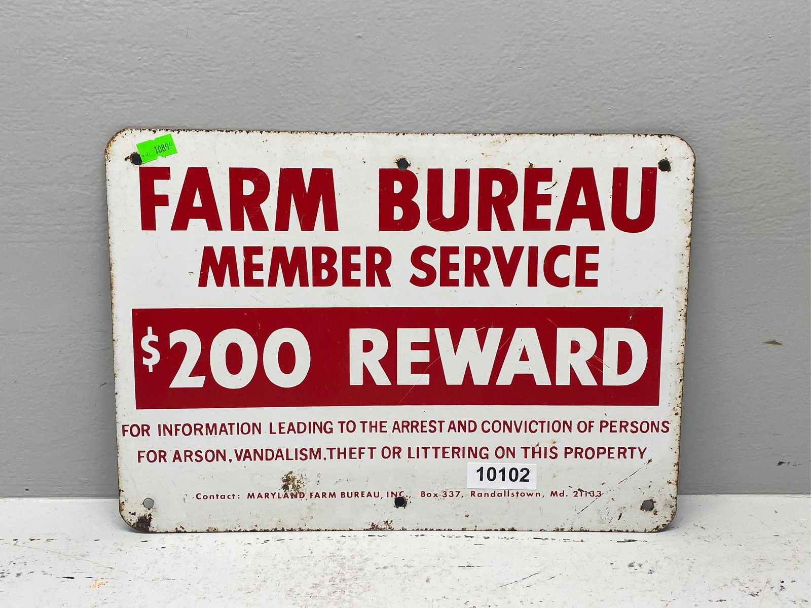 Vintage Farm Bureau Reward Sign