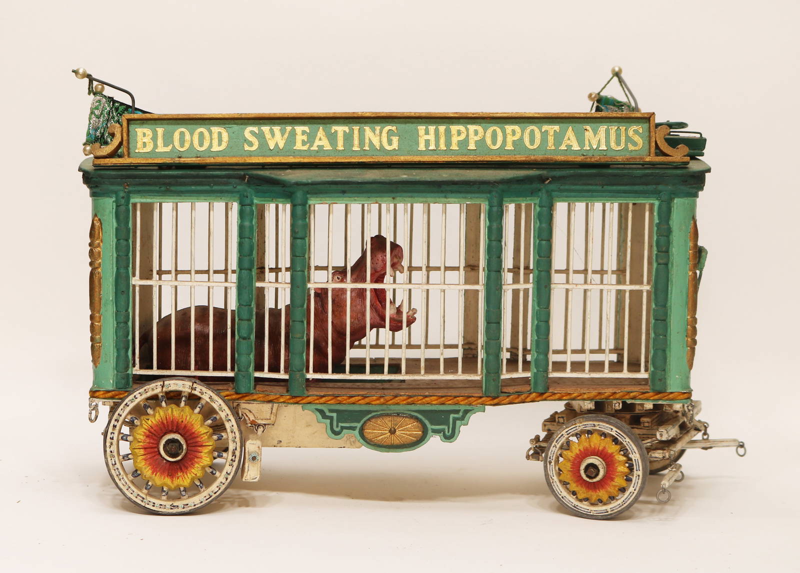 Folk / Outsider Art Franquist Circus Hippopotamus Wagon Model Auction