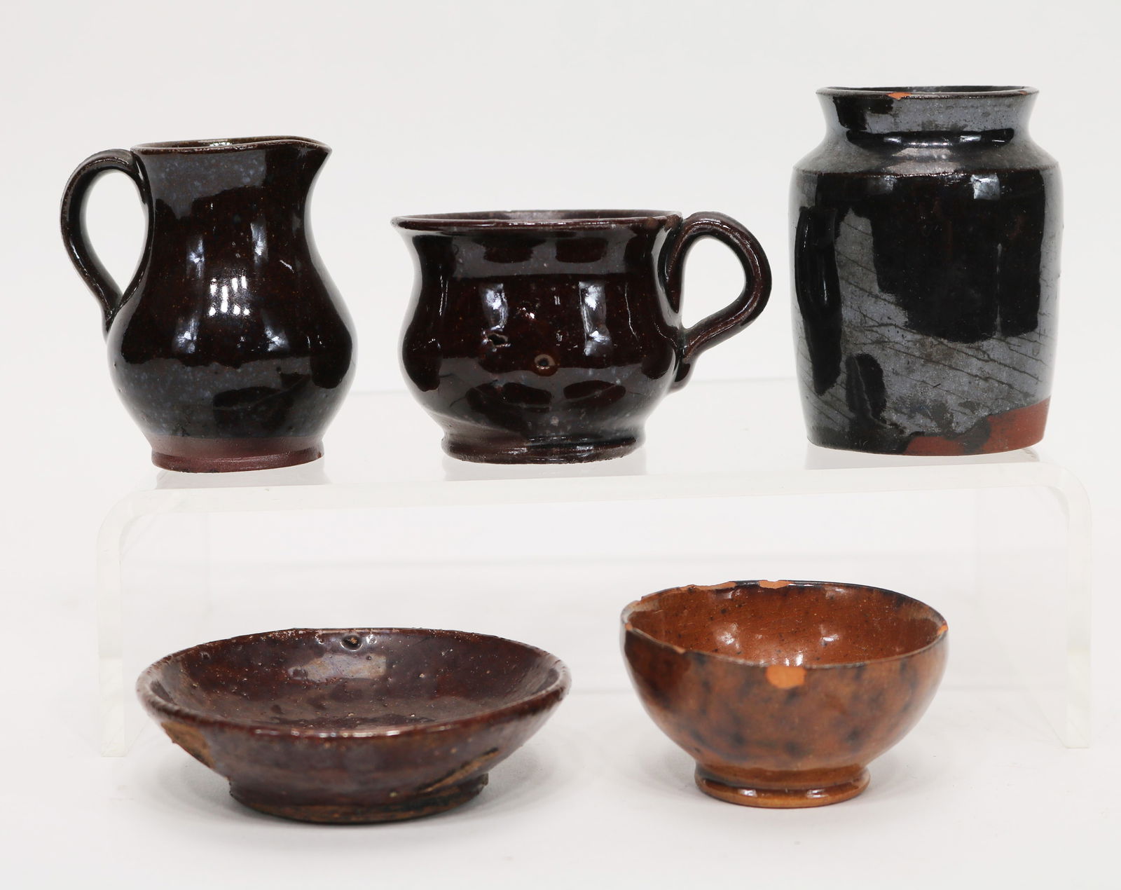 Group Of Pennsylvania Glazed Miniature Redware, 19th Century Auction