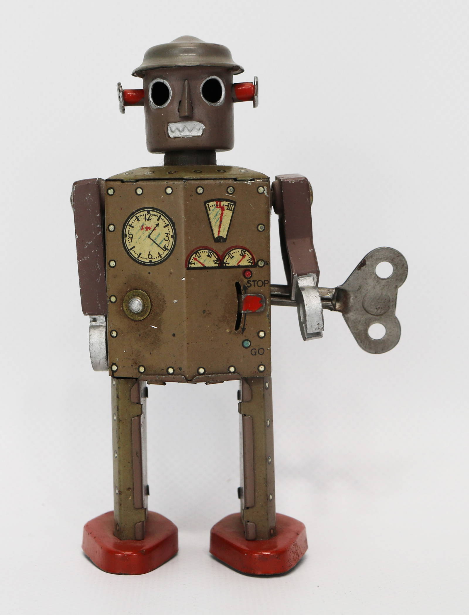 Original 1940s Japan Atomic Robot Man Tin Windup Toy Auction