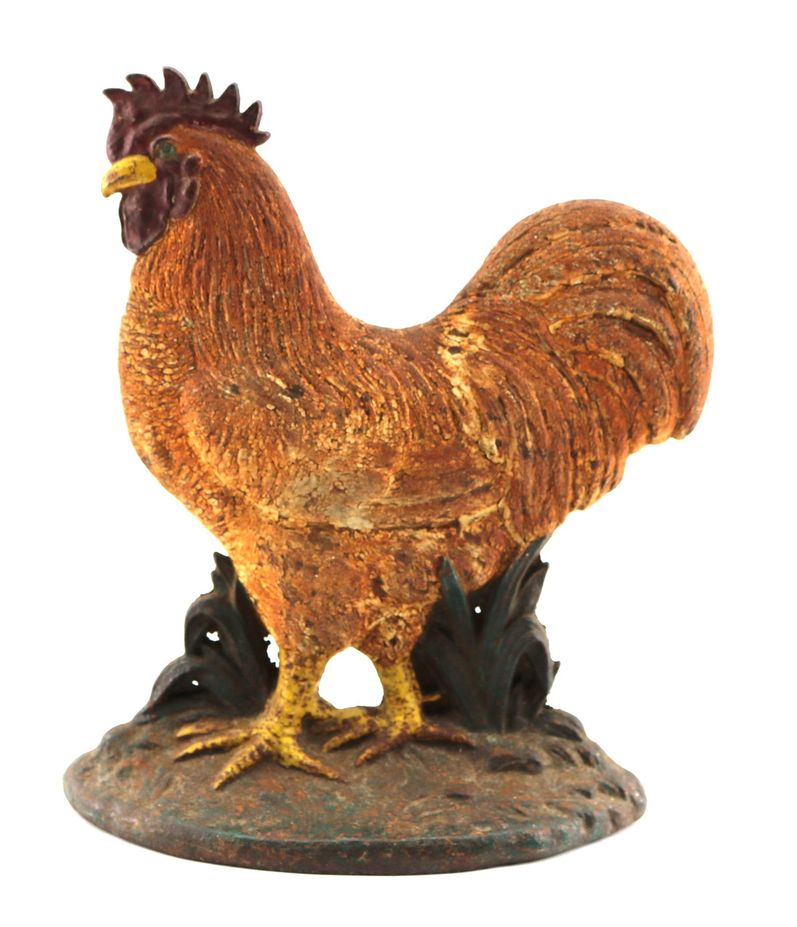 Rare Bradley & Hubbard Polychrome Painted Cast Iron Rooster Doorstop ...
