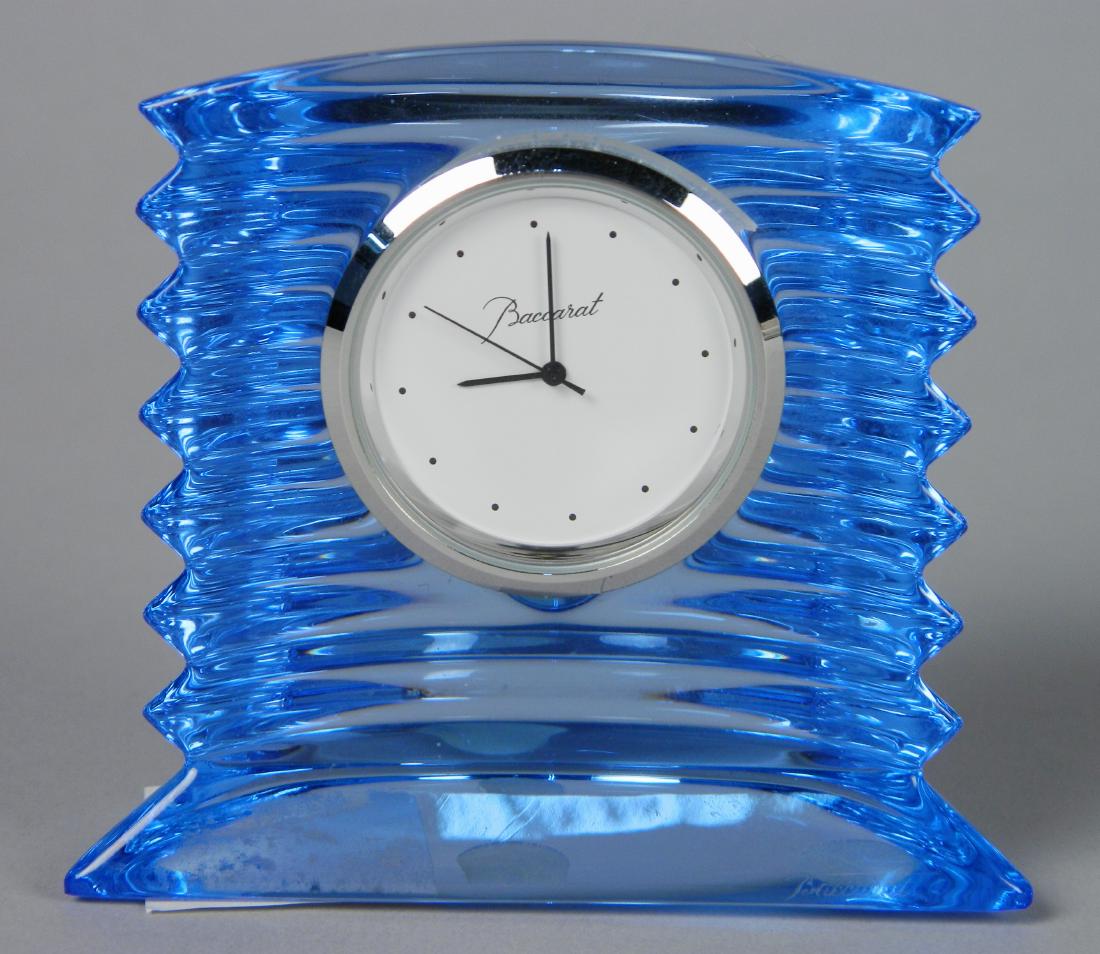 Baccarat Blue Crystal Boudoir Clock