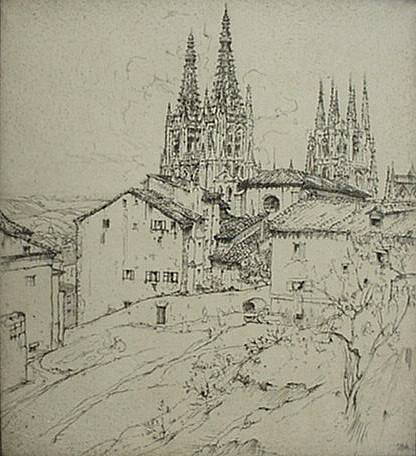 Ernest D. Roth ''burgos, Spain'', Etching, 1921,