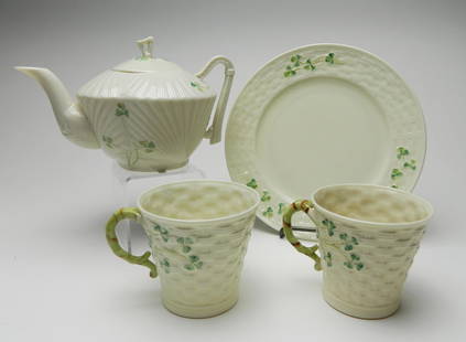 Irish Belleek Porcelain Plate Grouping