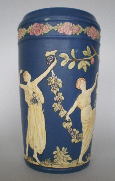 1294: Weller 'Blue Ware' vase