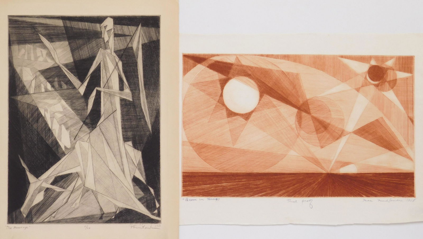 2 Isaac Friedlander Etchings