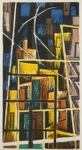 Isaac Friedlander woodcut (#0093) on Feb 04, 2023 | Rachel Davis Fine ...