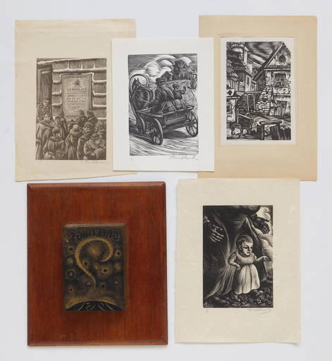 4 Isaac Friedlander woodcuts (#0195) on Mar 01, 2023 | Rachel Davis ...